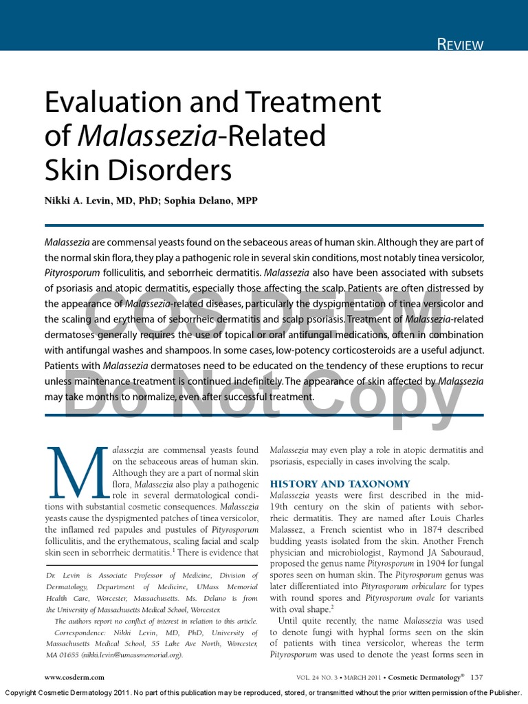 Evaluation and Treatment of Malassezia-Related Skin Disorders | PDF ...