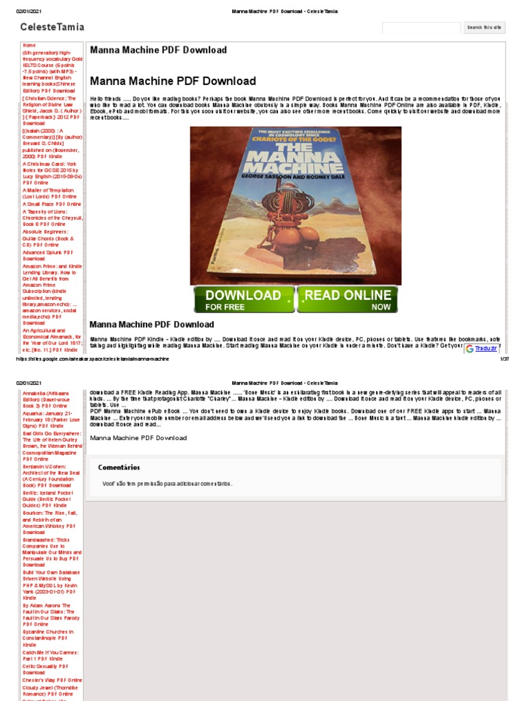 Manna Machine PDF Download - CelesteTamia | PDF | Amazon Kindle | E Books
