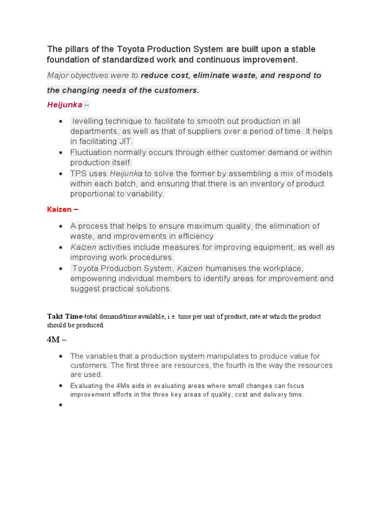 The Pillars of The Toyota Production System Are Built Upon A Stable ...
