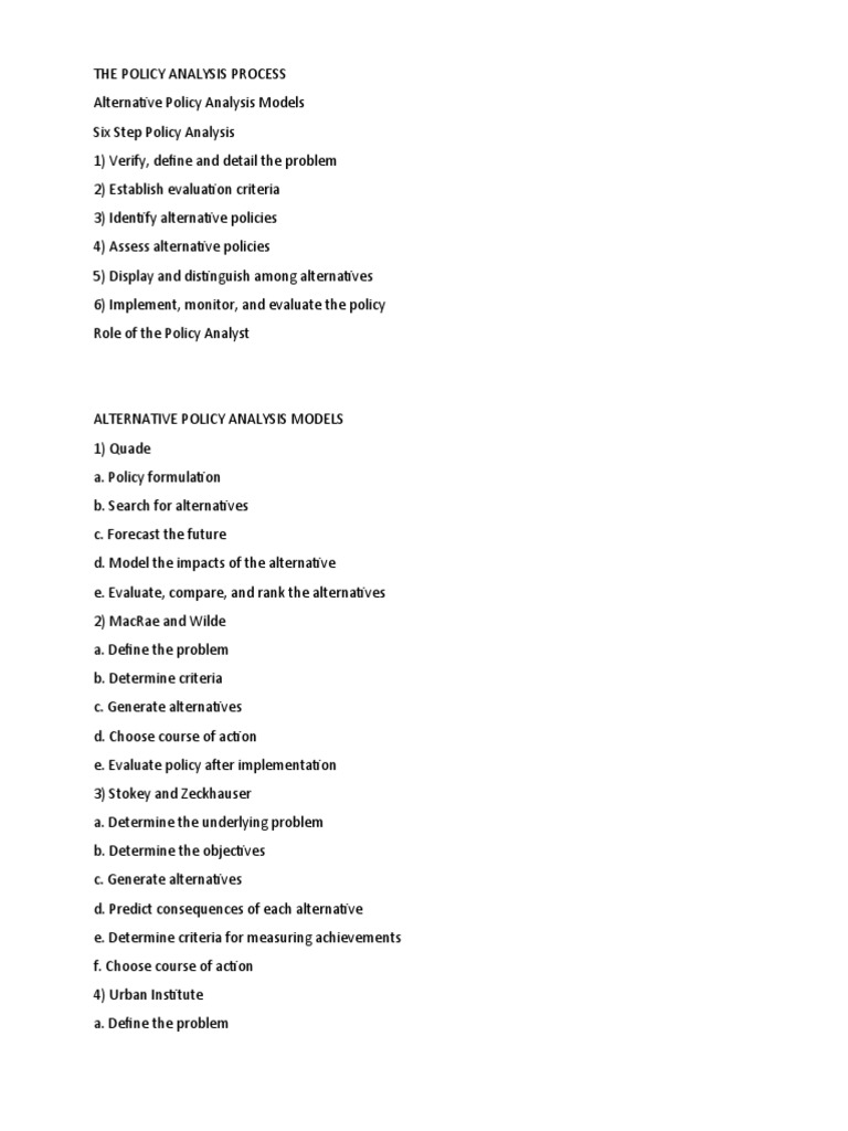 The Policy Analysis Process | PDF | Policy Analysis | Policy