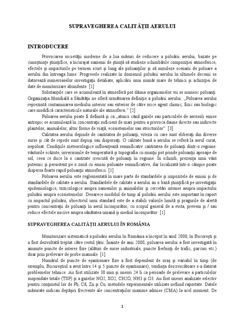 Poluarea Aerului Referat | PDF