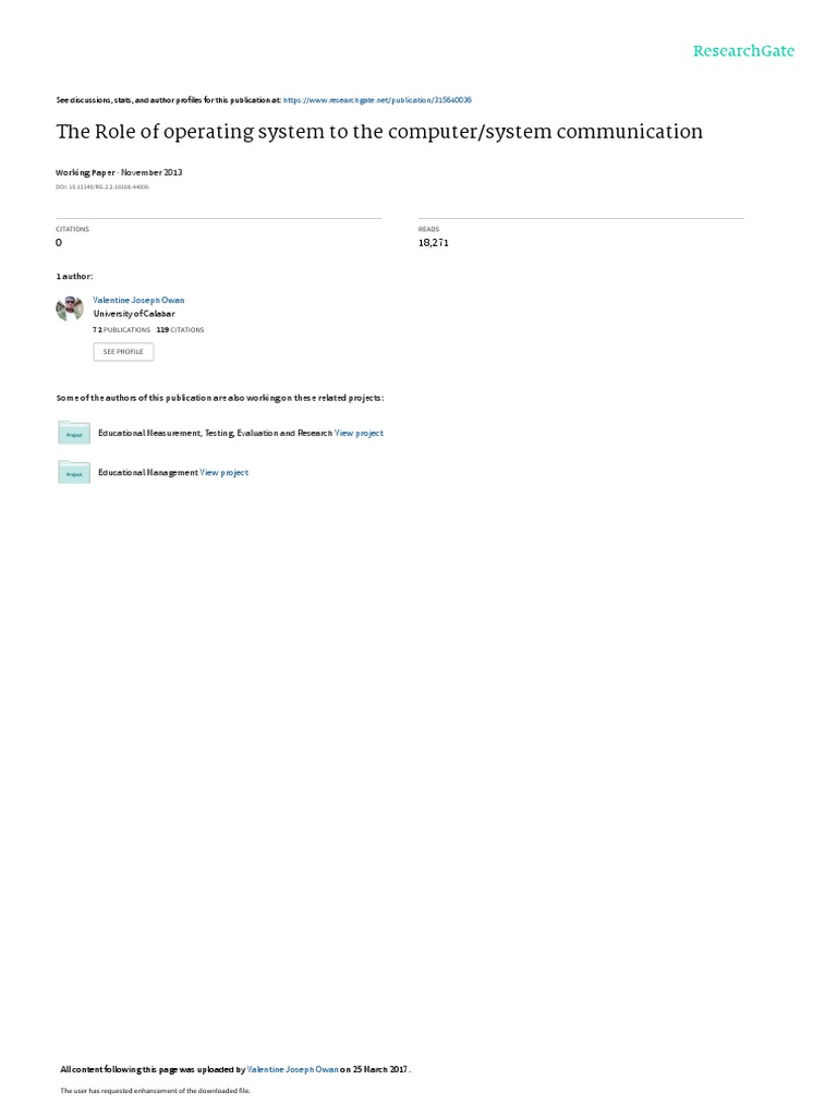 The Role of Operating System To The Computer/system Communication | PDF ...