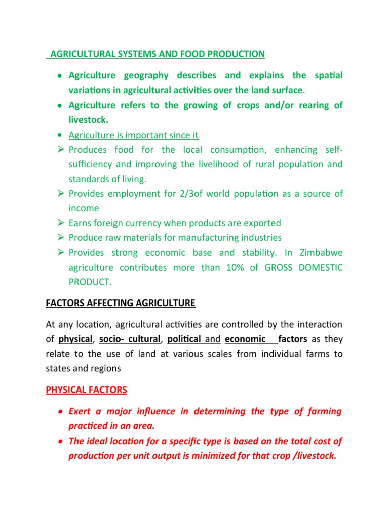 A Level Agriculture Notes 1 1 | PDF | Pastoralism | Agriculture