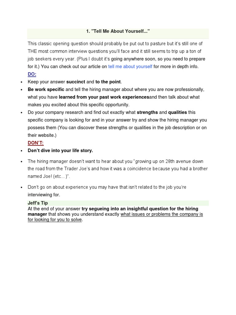 Interview Answer Guides PDF | PDF