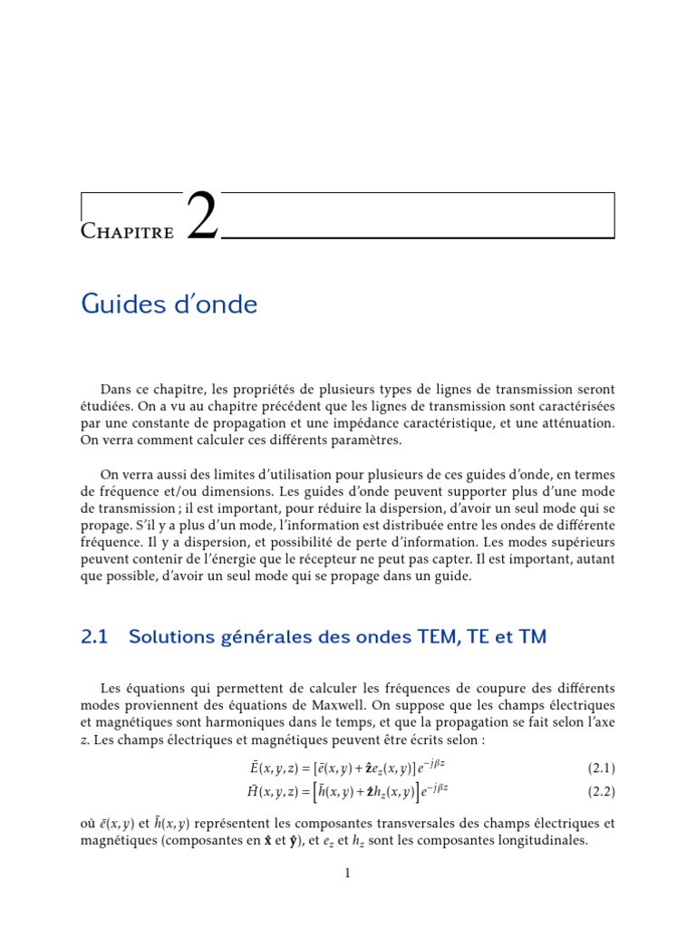 Propriétés des guides d'onde | PDF | Ligne de transmission | Grandeur ...