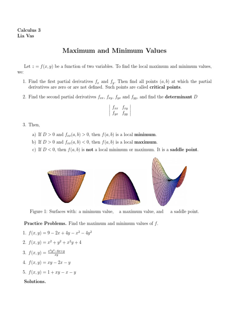 Maximum and Minimum Values | PDF | Maxima And Minima | Derivative