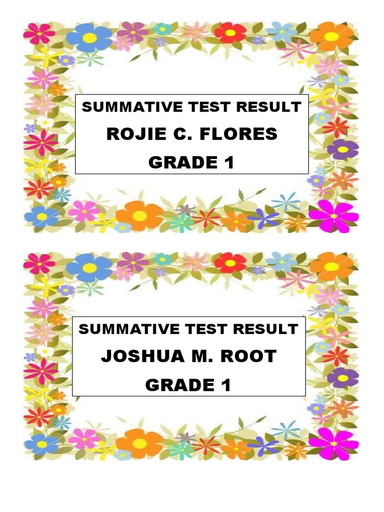SUMMATIVE TEST RESULT Cover | PDF
