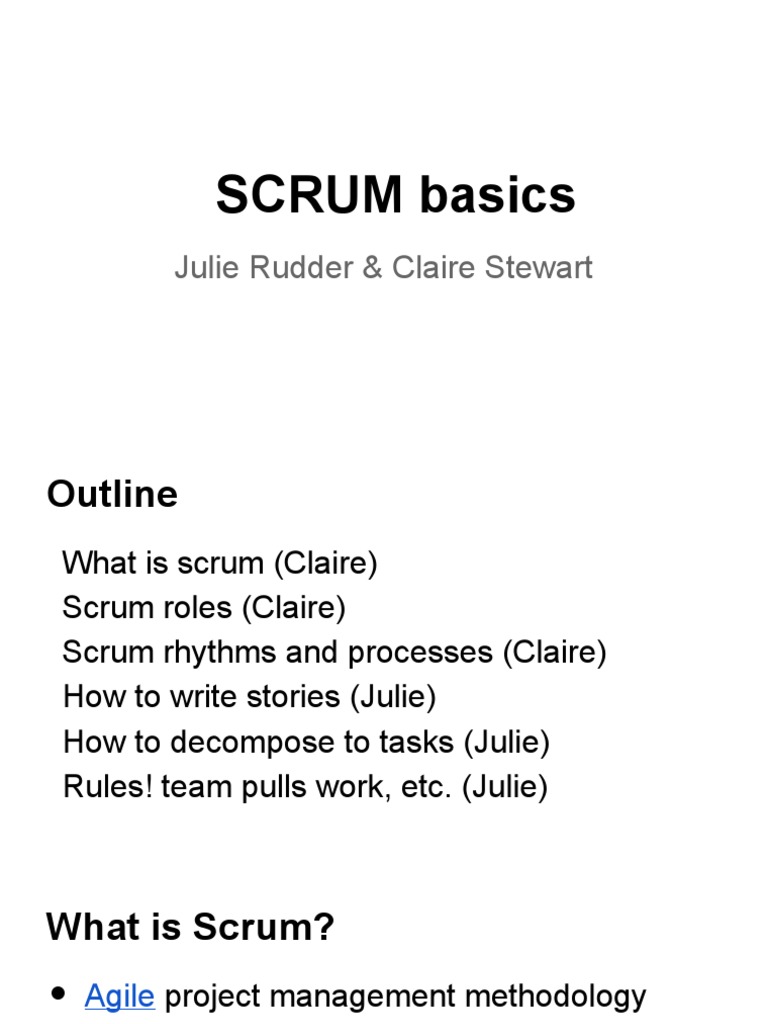 SCRUM Basics: Julie Rudder & Claire Stewart | PDF | Scrum (Software ...
