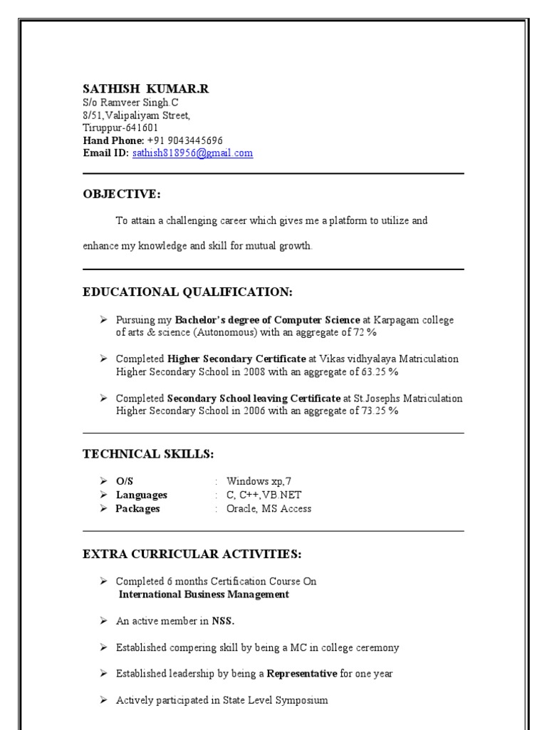 SATHISH Resume | PDF