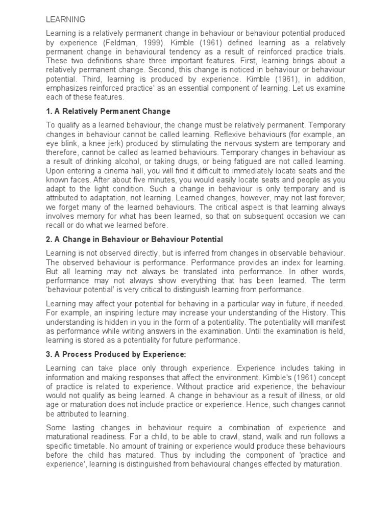 Defining Teaching and Learning | PDF | Experience | Behavior