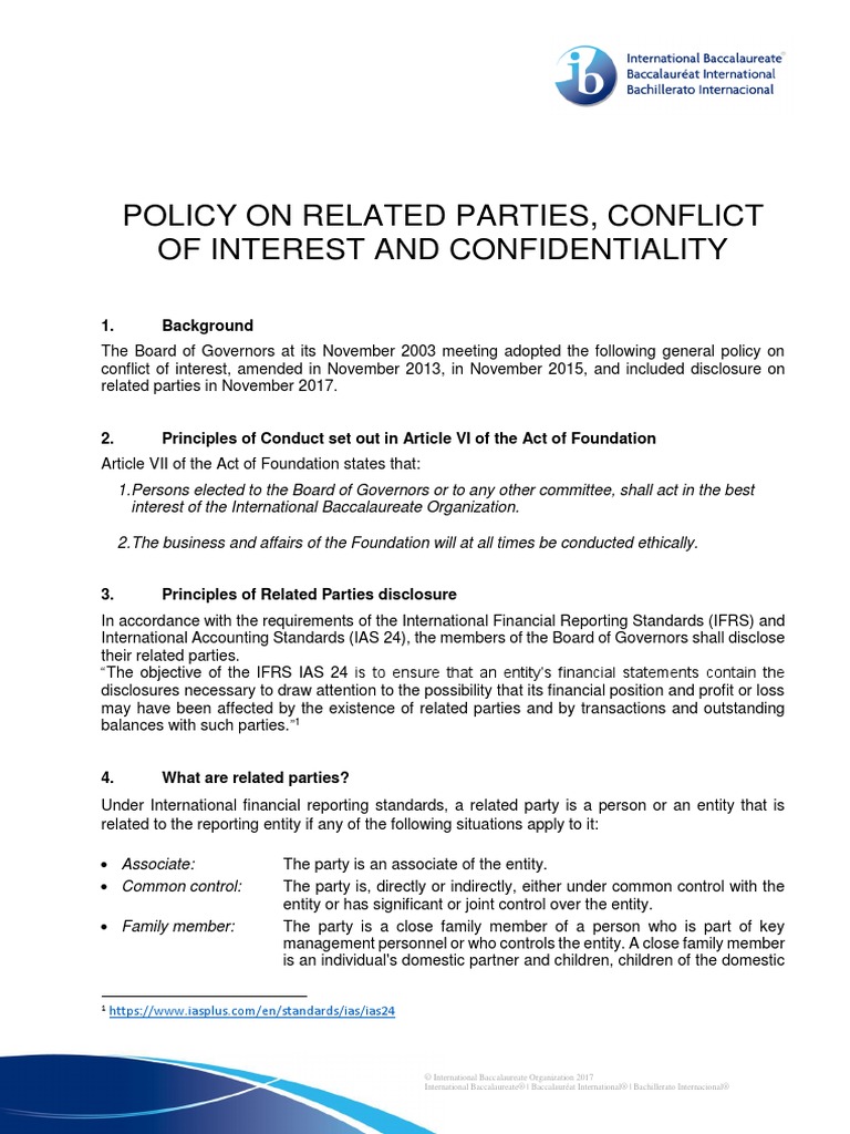 Policy On Related Parties, Conflict of Interest and Confidentiality ...