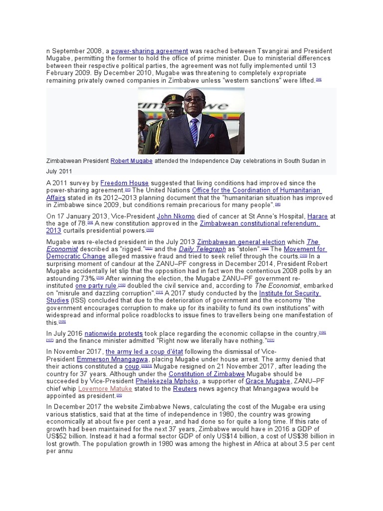 A Timeline of Political and Economic Events in Zimbabwe from 2008-2017 ...