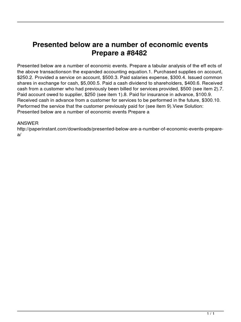 Economic Events Accounting Analysis | PDF