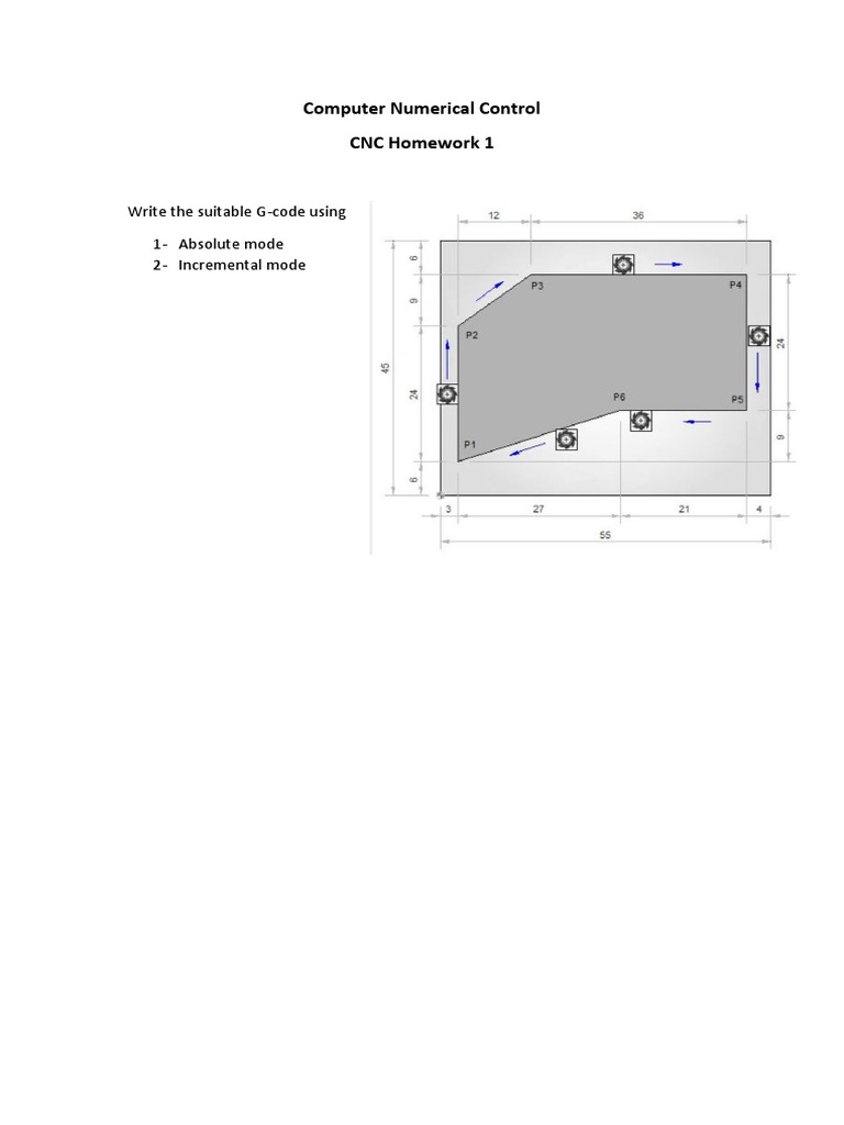 Computer Numerical Control CNC Homework 1: Write The Suitable G-Code ...