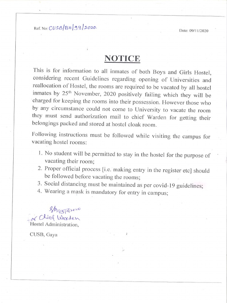 Hostel Notice | PDF