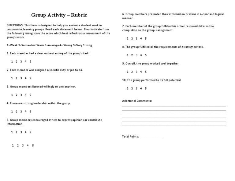 Group Activity Rubric | PDF | Rubric (Academic) | Pedagogy
