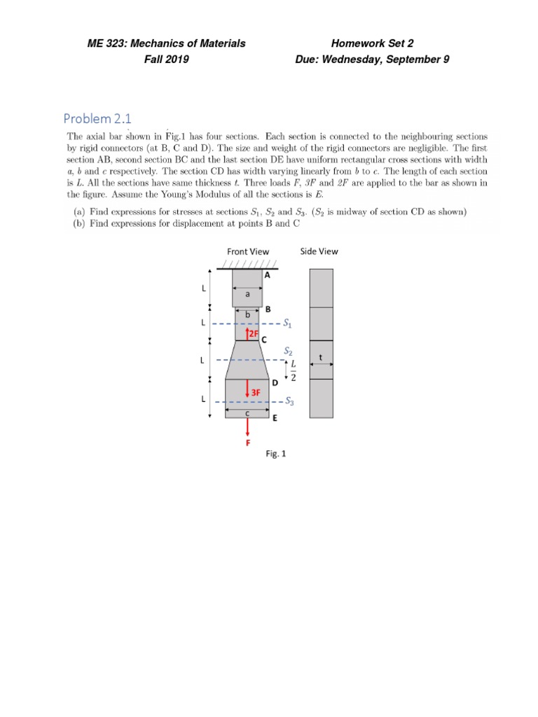 ME 323: Mechanics of Materials Homework Set 2 Problem Solutions | PDF ...