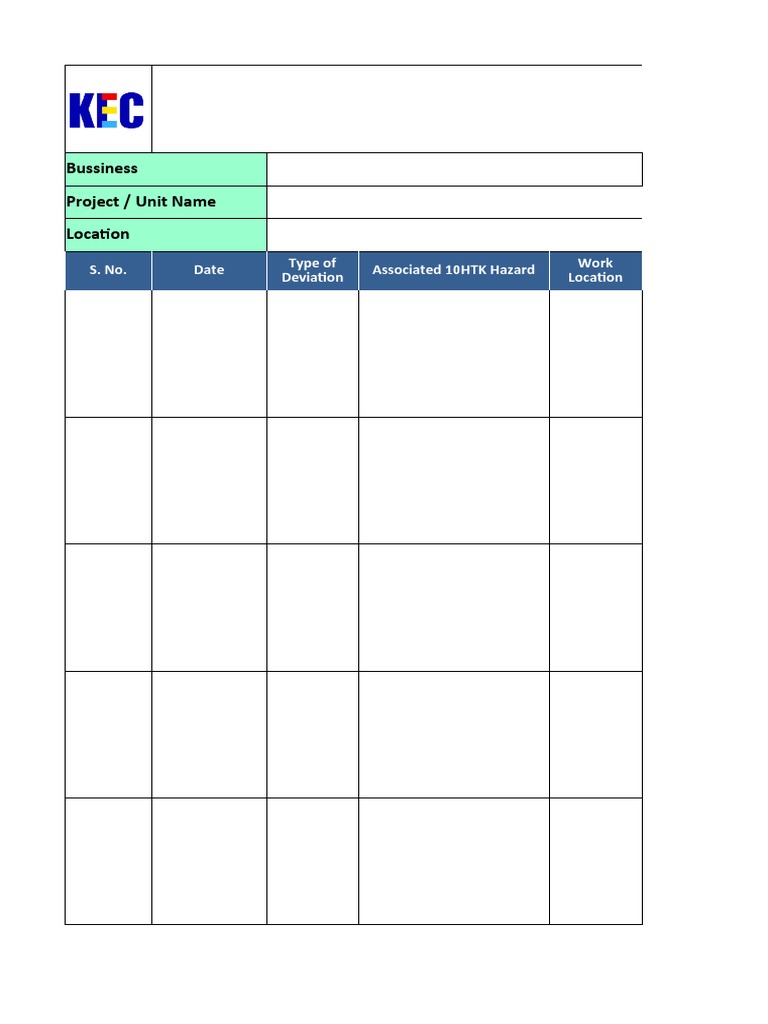 Deviation Reporting Register - Month | PDF