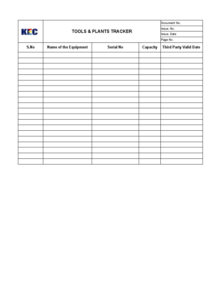 Tools & plants tracker document | PDF
