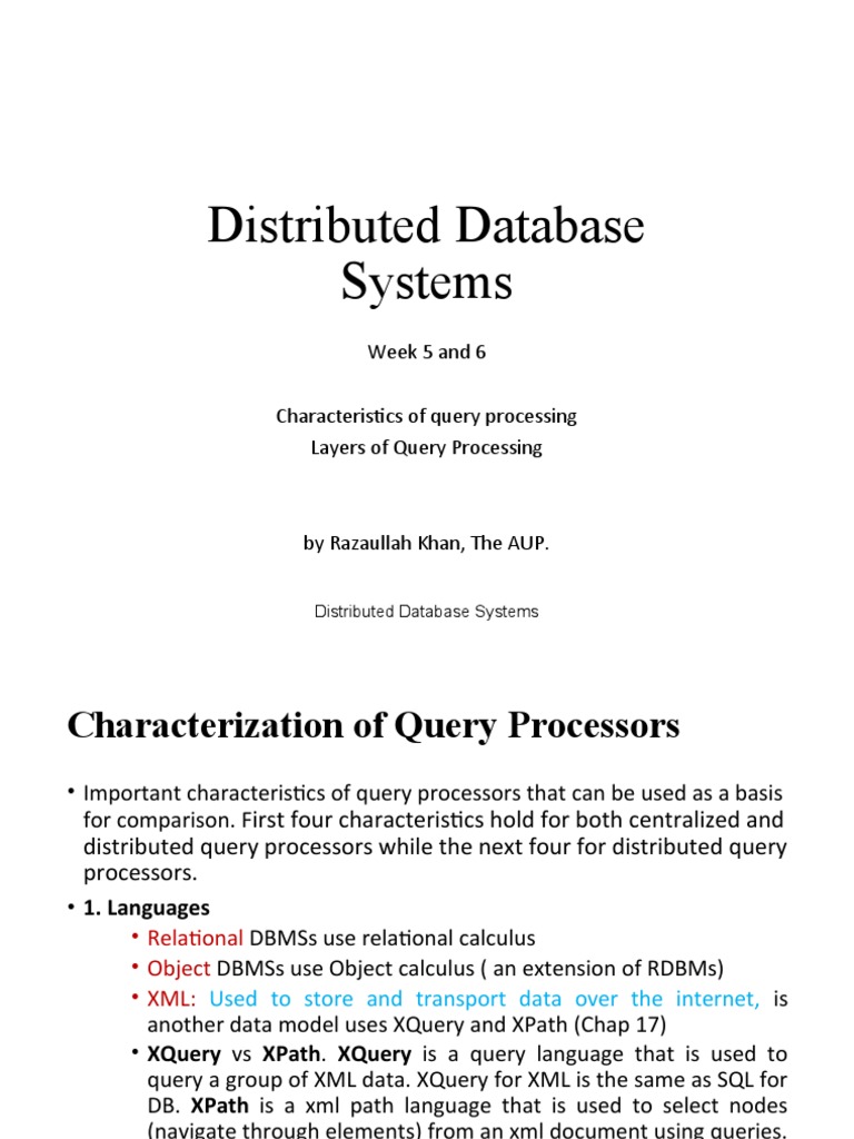 Lect#2 DDBS (Characteristics and Layers of Query Processing) | PDF | Relational Model | Databases