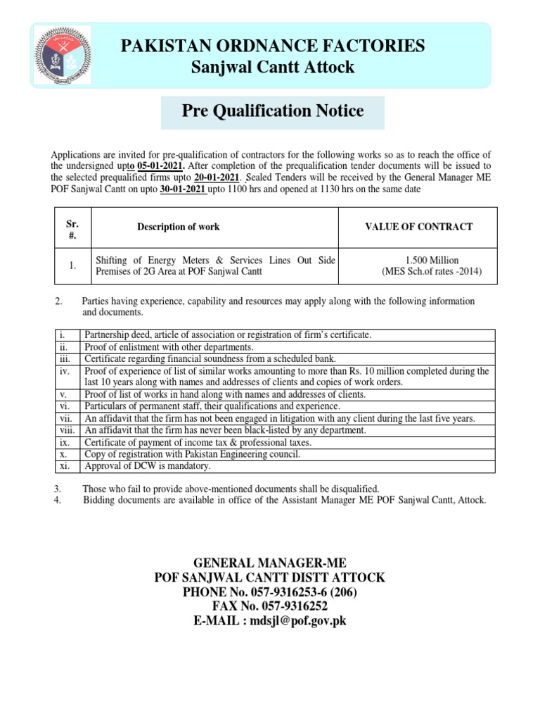 Pre - Qualification Notice - SJL | PDF | Taxes | Economies