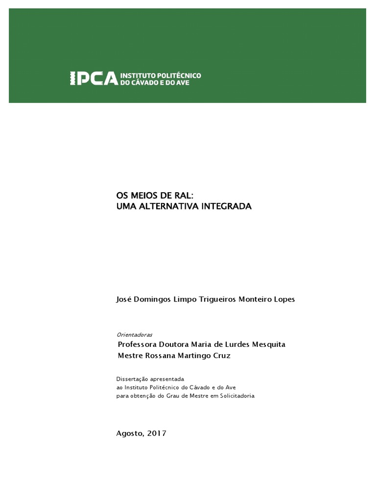 Diss - Jose Lopes, Orient - Mesquita e Rossana Cruz | PDF | Arbitragem ...