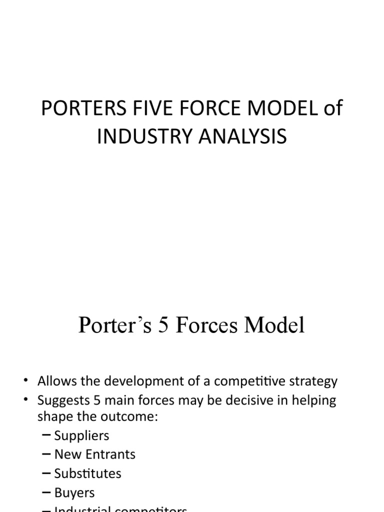 00 Porters Five Force Model of Industry Analysis | PDF | Business ...