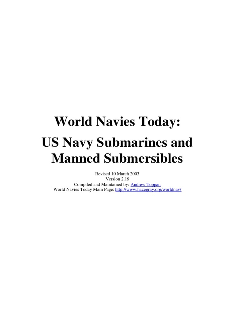 World Navies Today - US Navy Submarines and Manned Submersibles | PDF ...