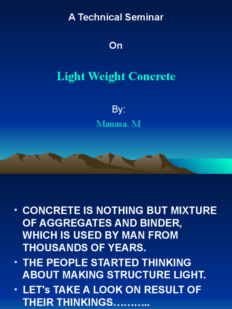 Overview of Light Weight Concrete | PDF | Construction Aggregate | Concrete