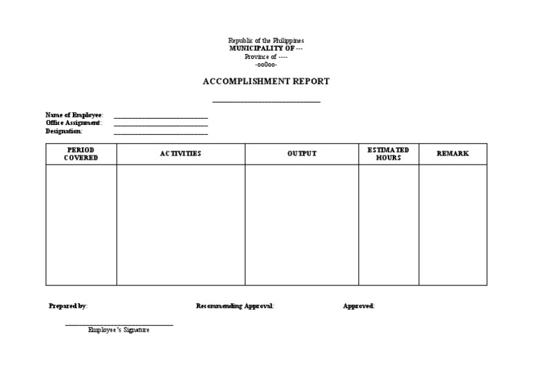 Accomplishment Report Form | PDF