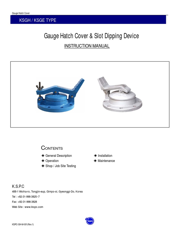 Gauge Hatch Cover & Slot Dipping Device: KSGH / Ksge Type | PDF ...