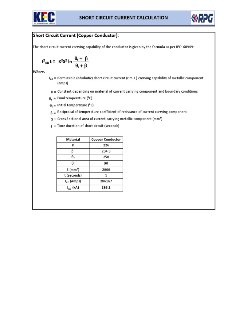 Calculating Copper Conductor Short Circuit Current Capability Using the ...
