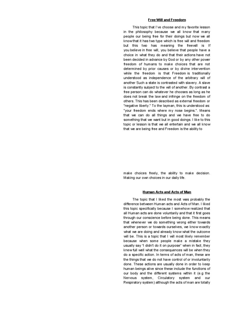 Philo Freewill and Freedom | PDF | Free Will | Phenomenology (Philosophy)