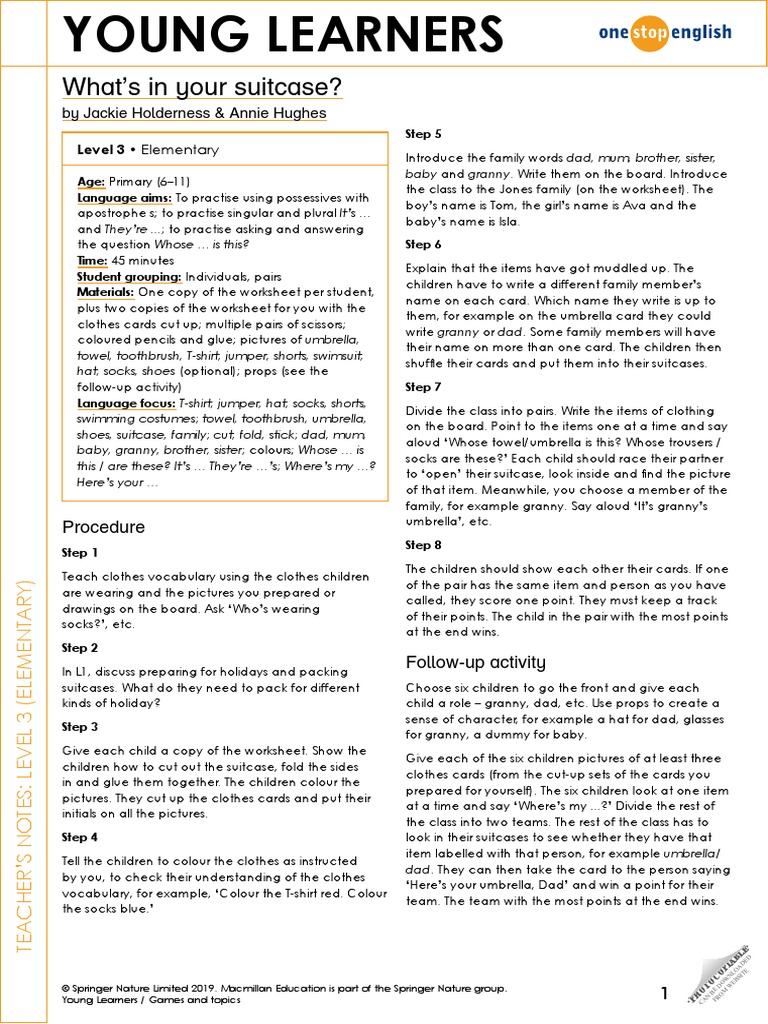 Young Learners Whats in Your Suitcase Level 3 | PDF | Clothing
