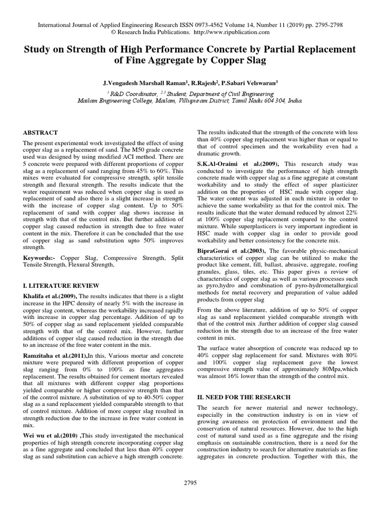 Study On Strength of High Performance Concrete by Partial Replacement of Fine Aggregate by ...