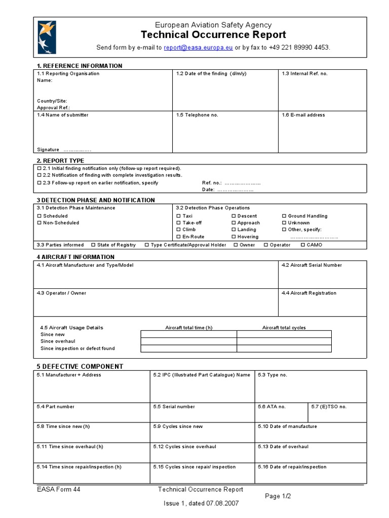 Technical Occurrence Report: European Aviation Safety Agency | PDF ...