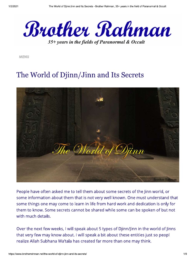 The World of Djinn or Jinn and Its Secrets | PDF