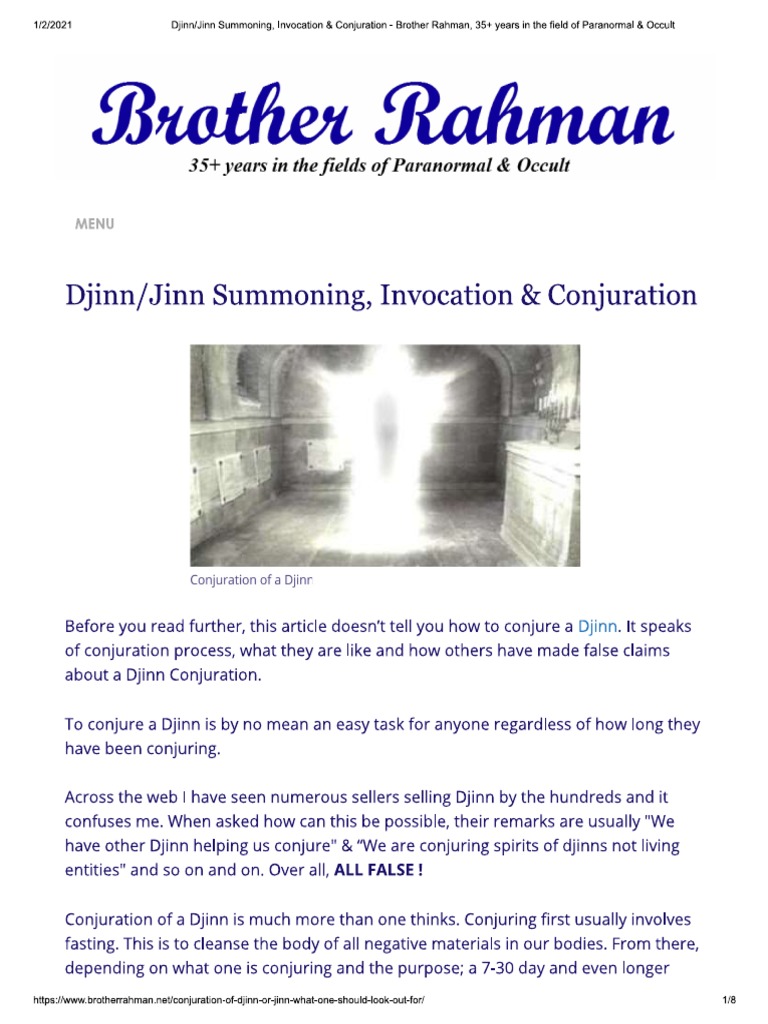 Djinn or Jinn Summoning, Invocation & Conjuration | PDF