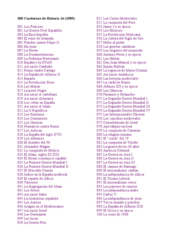 Serie de 300 Cuadernos de Historia 16 | PDF | Edades medias | Agitación