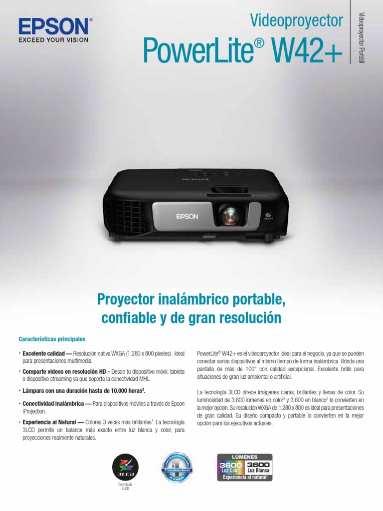 PowerLite W42 - FICHA TECNICA PDF | Descargar gratis PDF | Vídeo ...