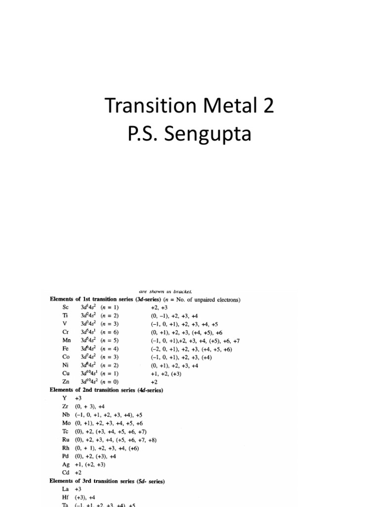 Transition Metal Complexes | PDF