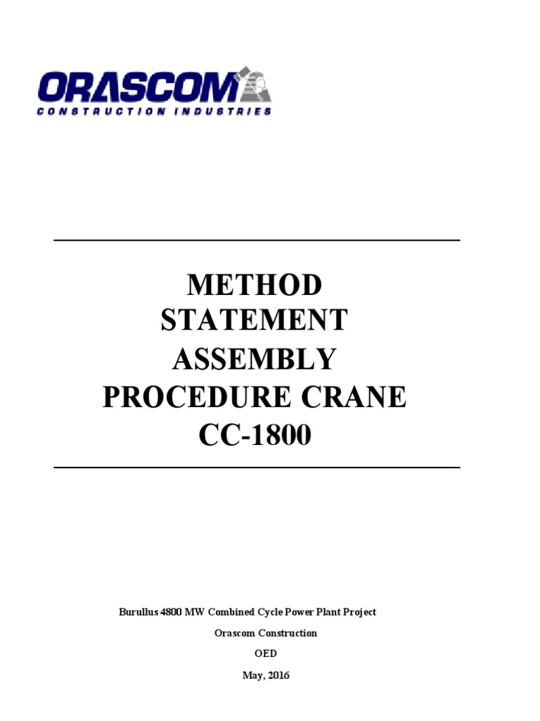 Method of Statement of CC1800 Crane | PDF | Crane (Machine)