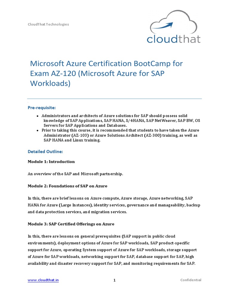 AZ-120 (Microsoft Azure For SAP Workloads) - Course Outline | PDF ...