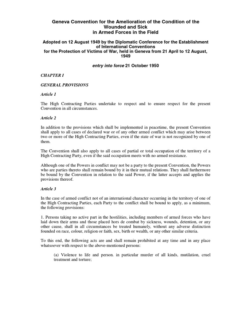 Geneva Convention I | PDF | Prisoner Of War | Law Of War