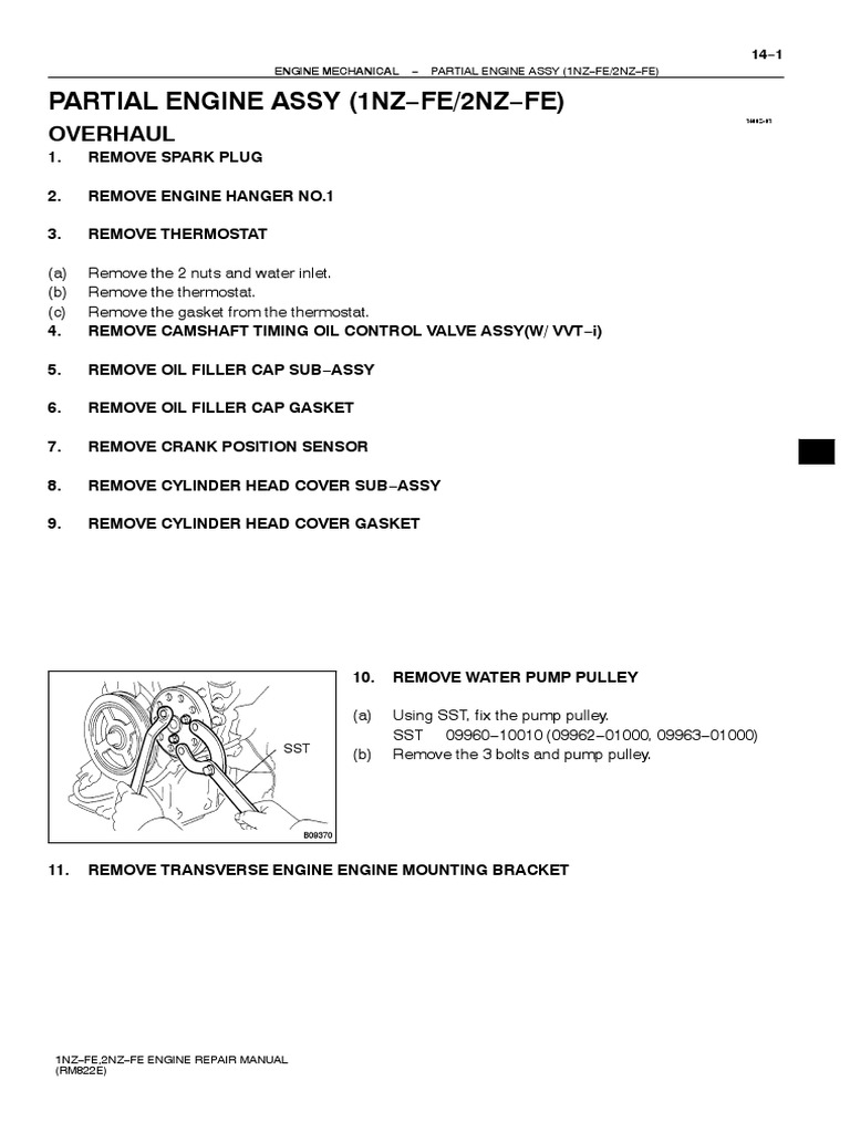 Partial Engine Assy (1Nz Fe/2Nz Fe) : Overhaul | PDF | Nut (Hardware ...