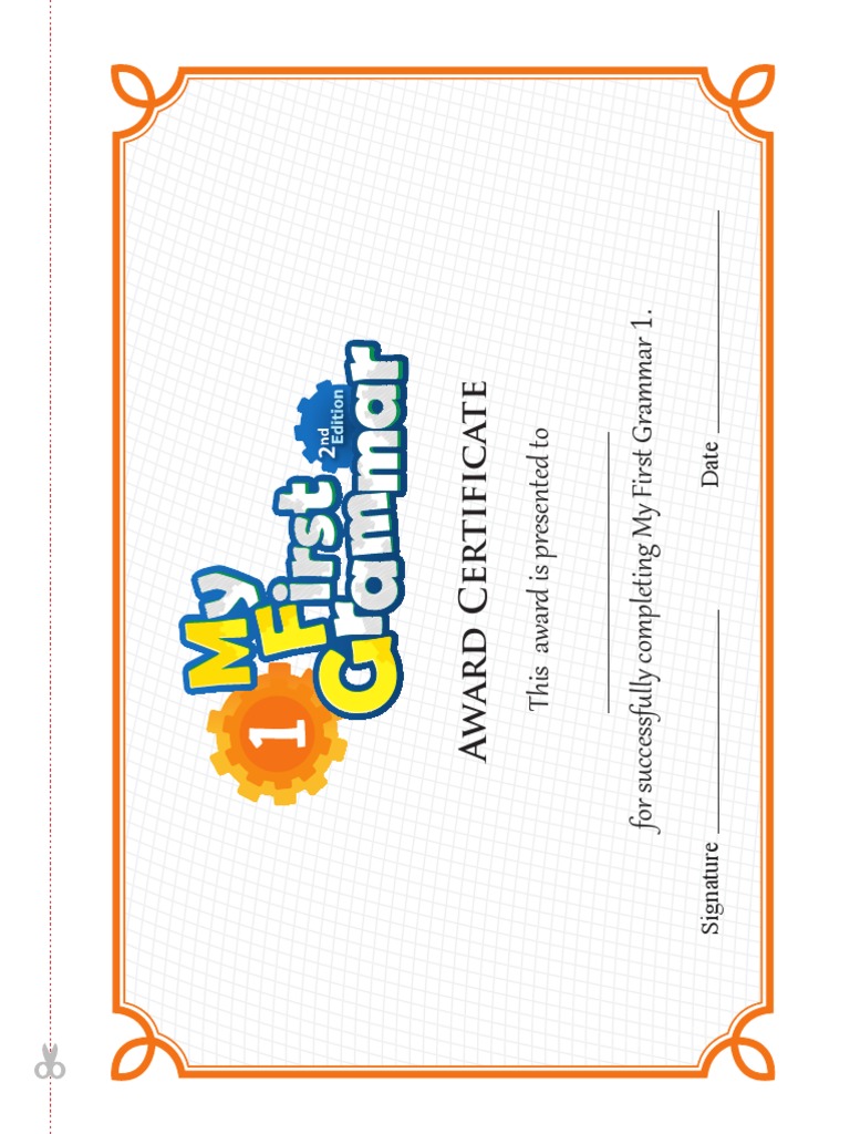 My First Grammar 1 - 2nd - Award Certificate | PDF