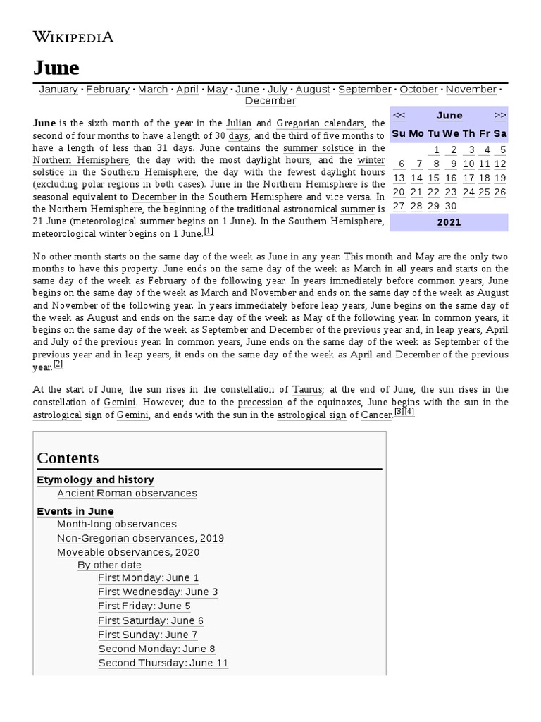 June Sumotuwethfrsa June Is The Sixth Month of The Year in The Julian ...