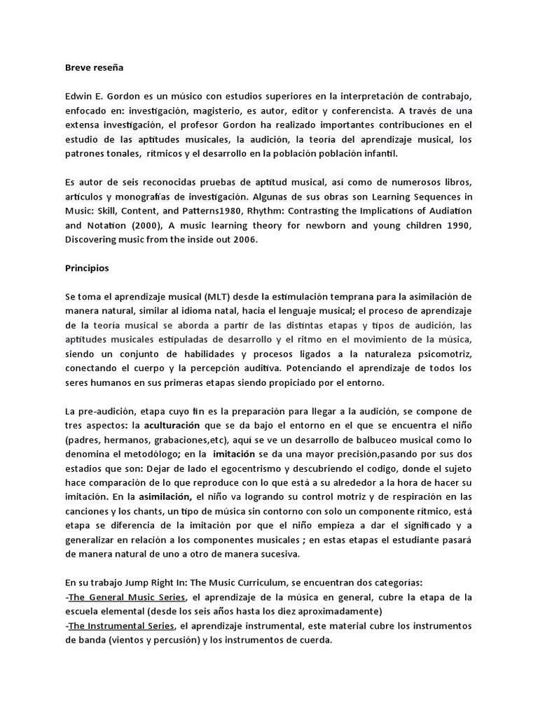 Edwin Gordon | PDF | Ritmo | Aprendizaje