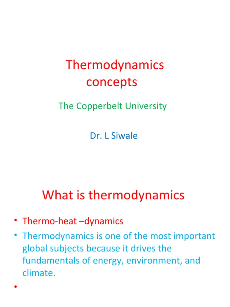 Thermodynamics Concepts: The Copperbelt University | PDF | Temperature ...
