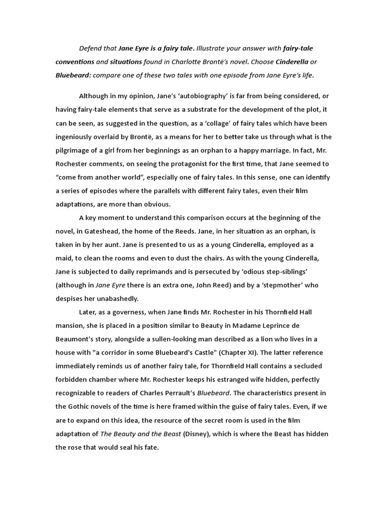 Jane Eyre Essay 1 | PDF | Jane Eyre | Fairy Tales